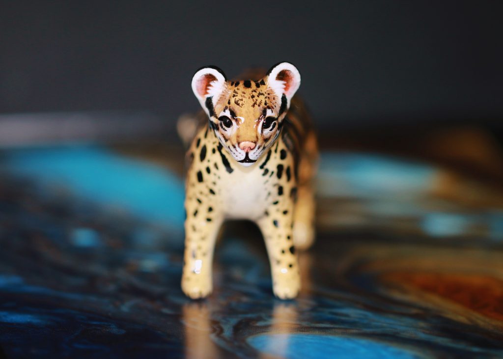 Clouded Leopard Polymer Clay Figurine OOAK — Fox Luu Creations